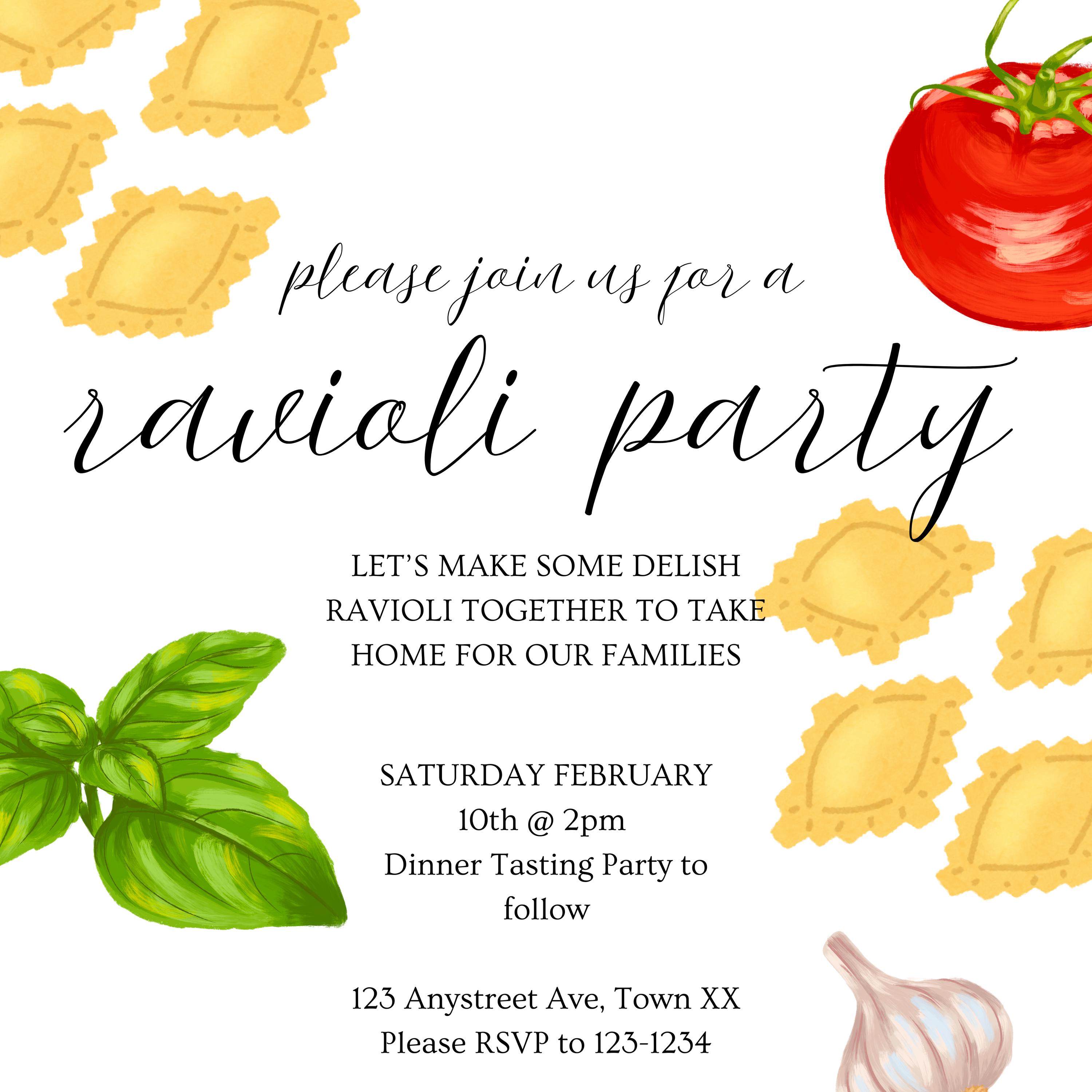 Italian Pasta Dinner Party Invitation: Cookbook Club (editable Canva ...