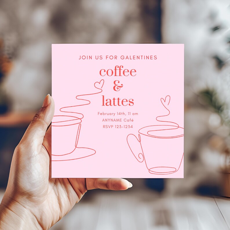 Galentine's Cafe Invitation Template, 100% Editable Digital Square ...