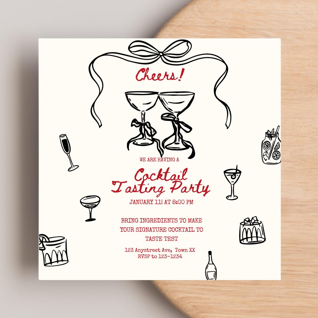 Cocktail Tasting Party Invitation: Girls Night Mocktails (editable ...