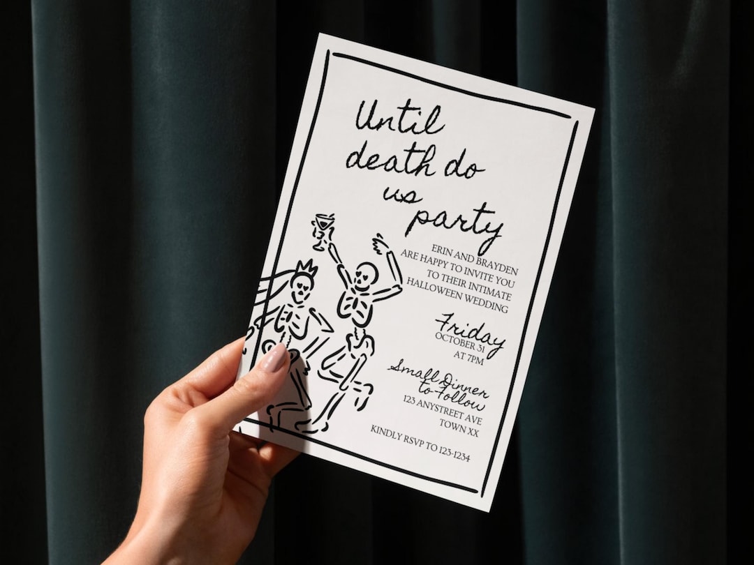 Death Do Us Party Wedding Invitation, Editable 5x7 Printable Invite ...