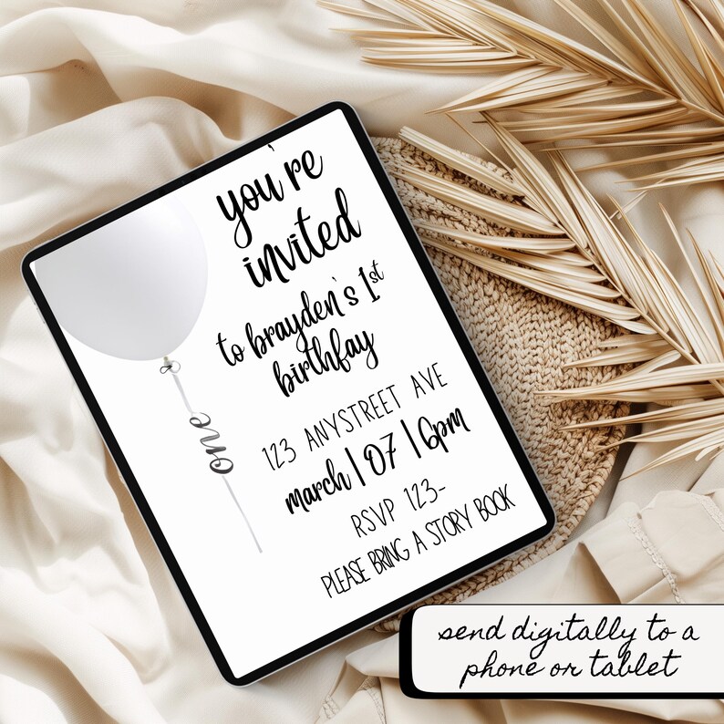 Baby Boy 1st Birthday Party Invitation Template, Editable 5x7 Printable ...