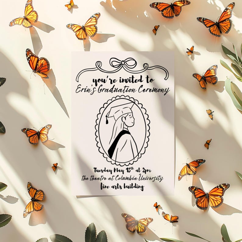 Graduation Invitation Template, Editable 5x7 Printable Invite, College ...