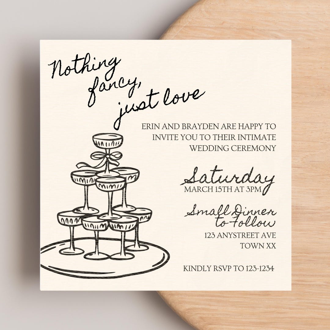Nothing Fancy Just Love Intimate Wedding Invitation Template, Editable ...