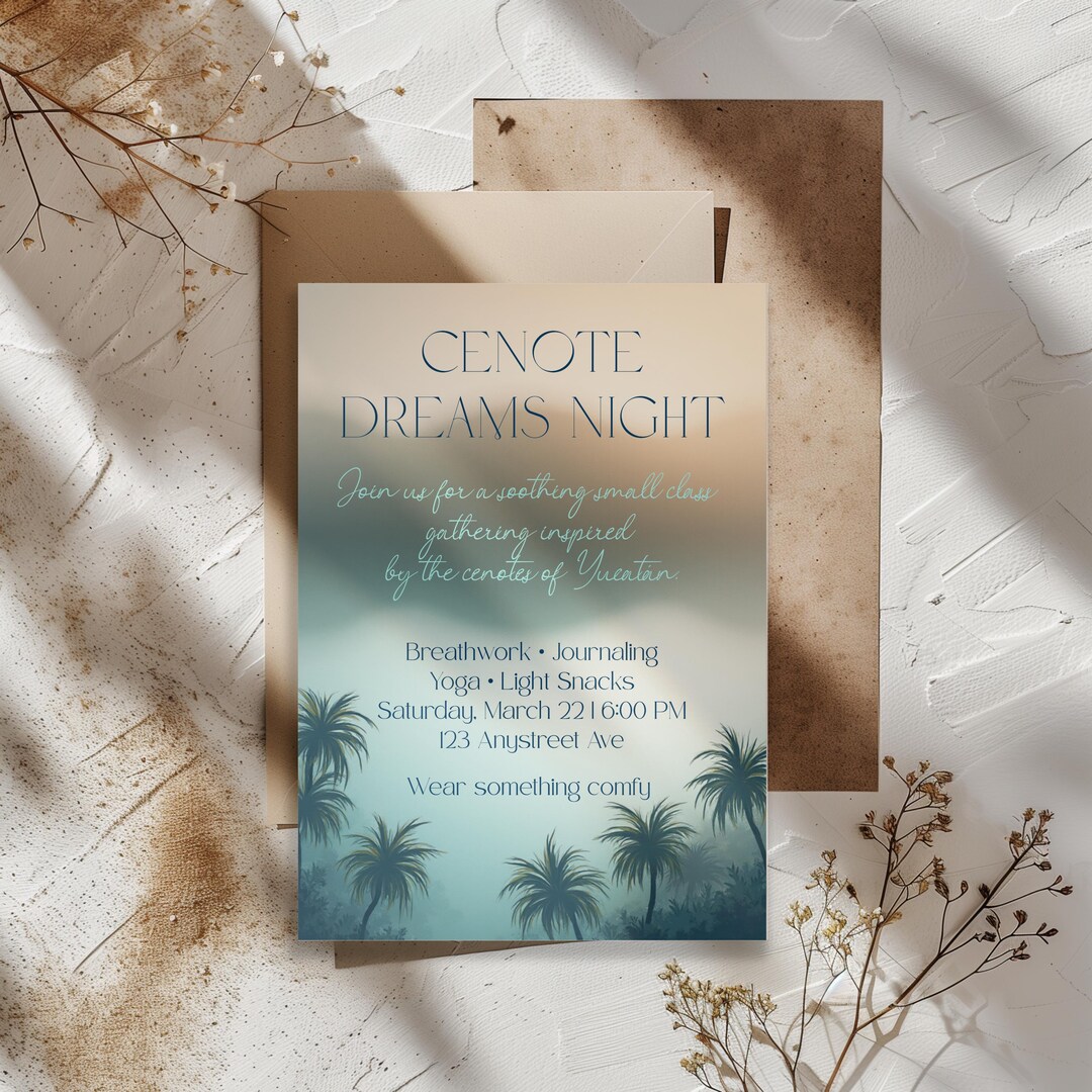 Wellness Event Invitation: Self Care, Yoga Retreat, Yucatan Cenote Spa ...