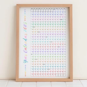 2025 Full Year Poster Calendar, Rainbow Calendar Digital Wall Art ...