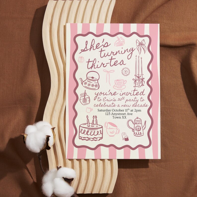 Turning Thir-tea Birthday Invitation: Tea Party (editable Canva ...