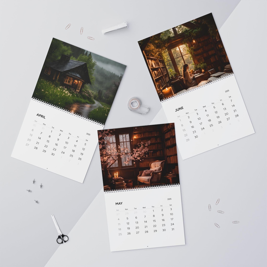 Wall Calendars 2025 Dark Academia Cottagecore Home Scenes, Cozy Homes ...