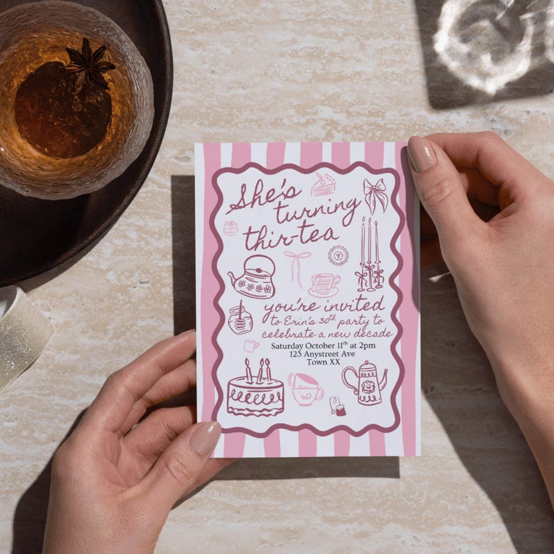 Turning Thir-tea Birthday Invitation: Tea Party (editable Canva ...