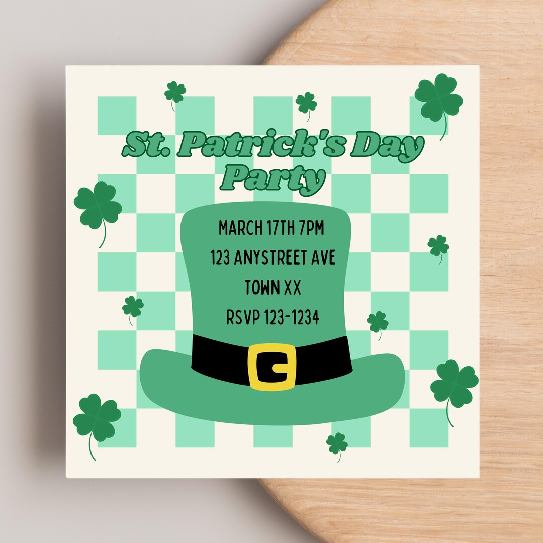 St. Patricks Day Party Invitation Template, 100% Editable Digital ...