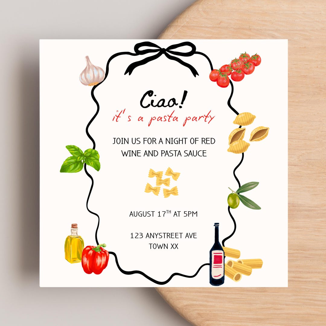 Pasta Party Invitation Template: Italian Dinner, Digital Invite ...