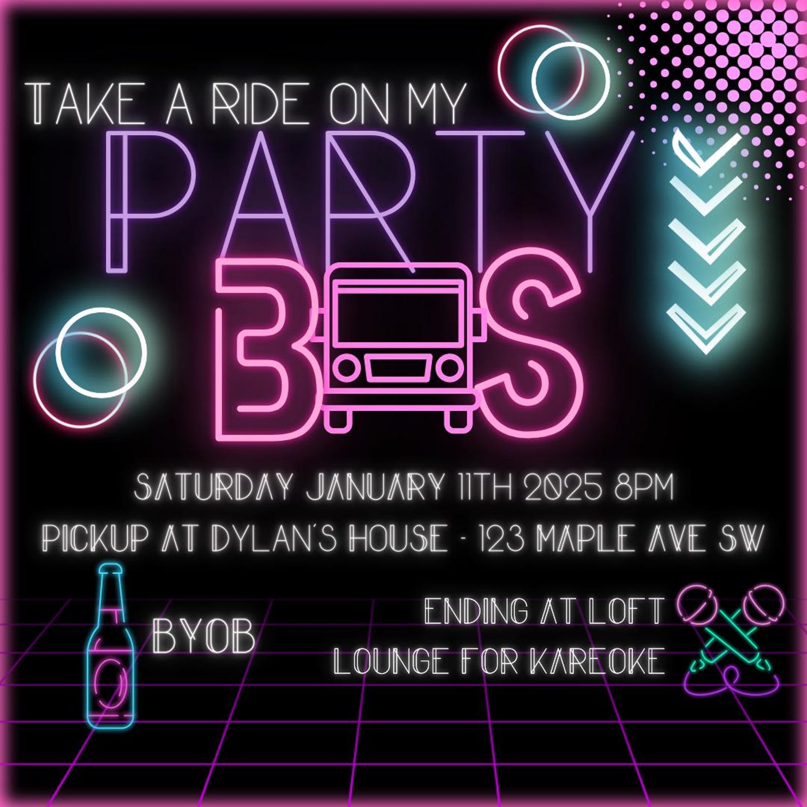 Party Bus Invitation, Digital Editable Template, Birthdays, Special ...