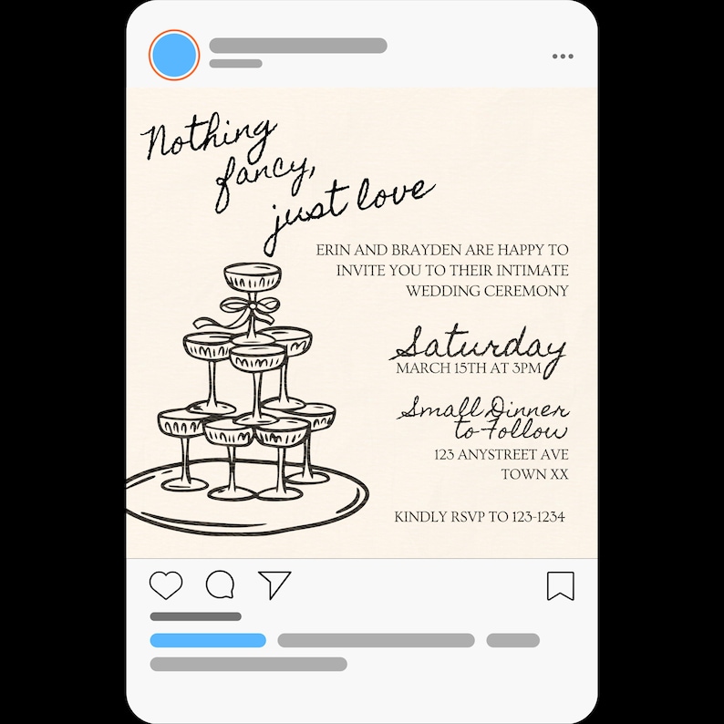 Intimate Wedding Invitation, Nothing Fancy Just Love (editable Canva ...