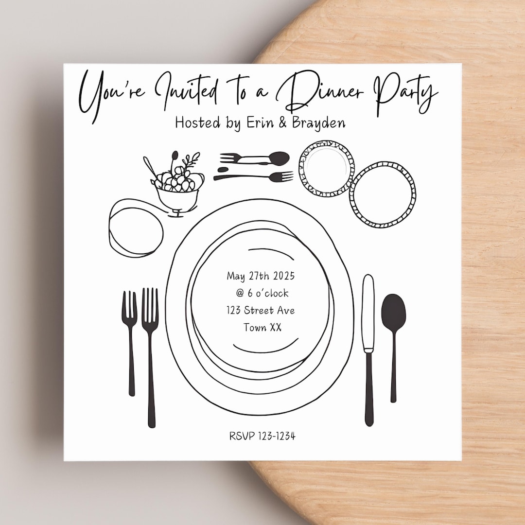 Dinner Party Invitation Template, 100% Editable Digital Invite, Hosting ...