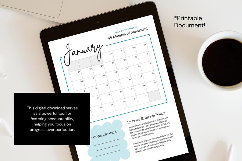 Accountability Calendar Digital Download Fitness Workouts for Women ...