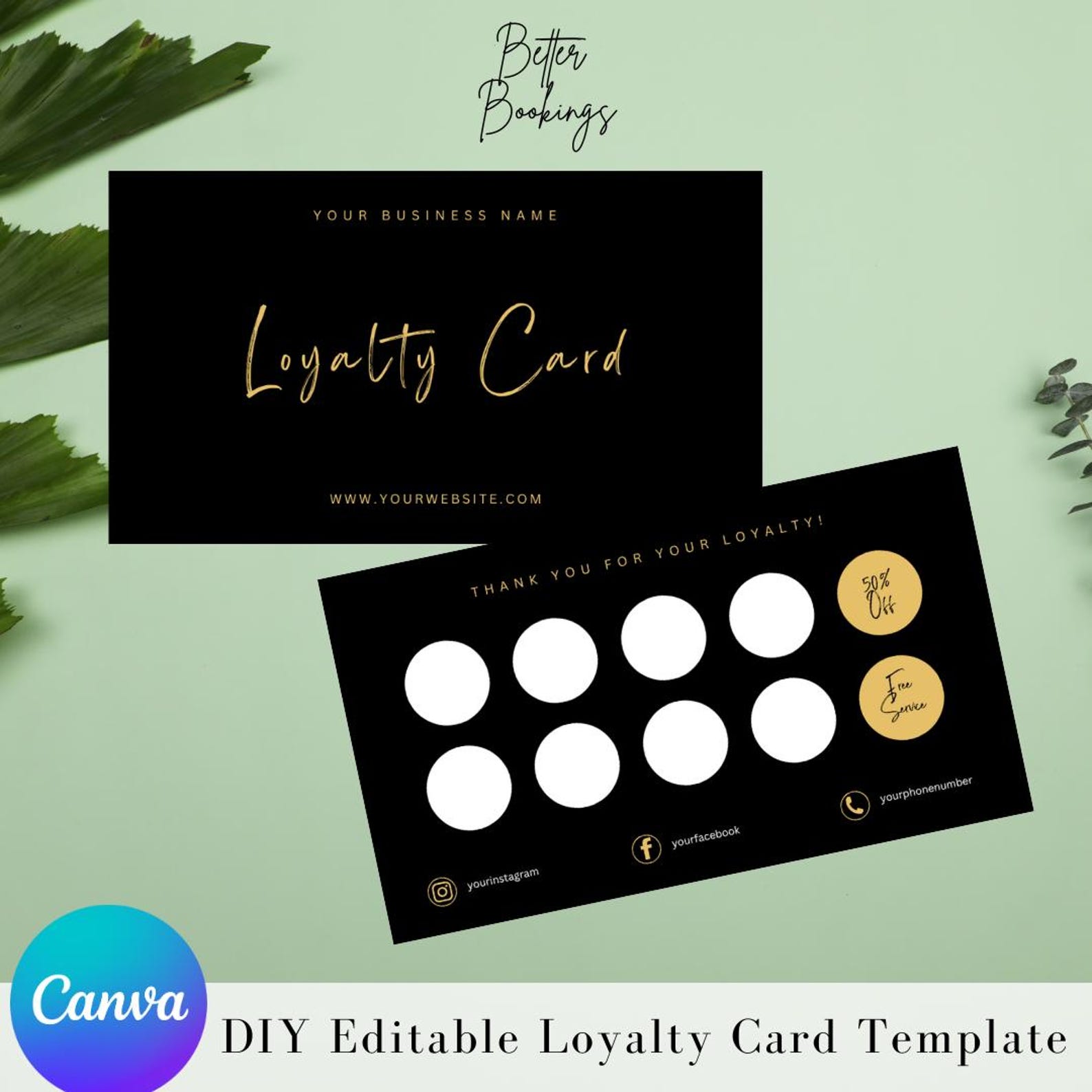 DIY Loyalty Card Template, Beauty Loyalty Cards, Costumer Rewards Card ...