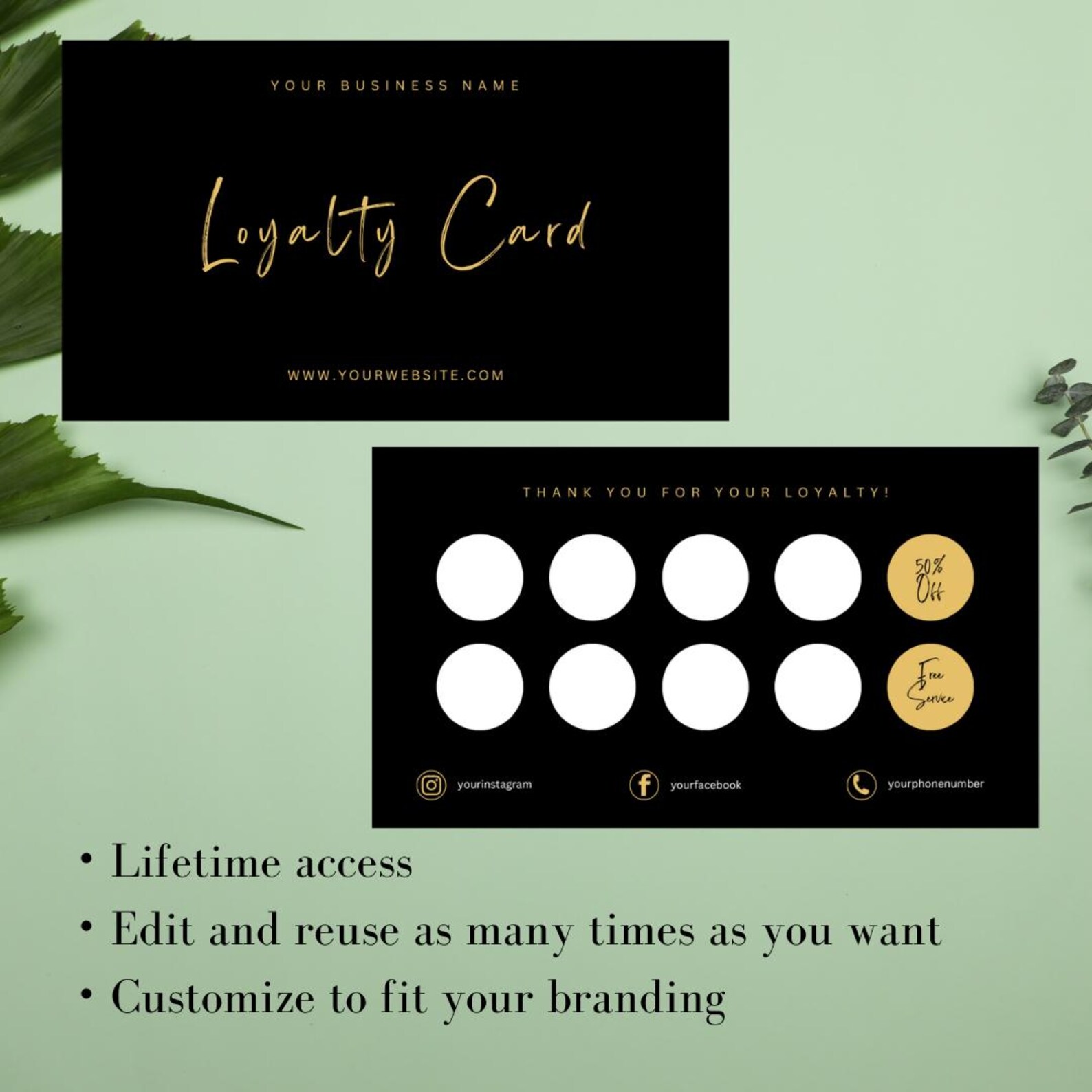 DIY Loyalty Card Template, Beauty Loyalty Cards, Costumer Rewards Card ...