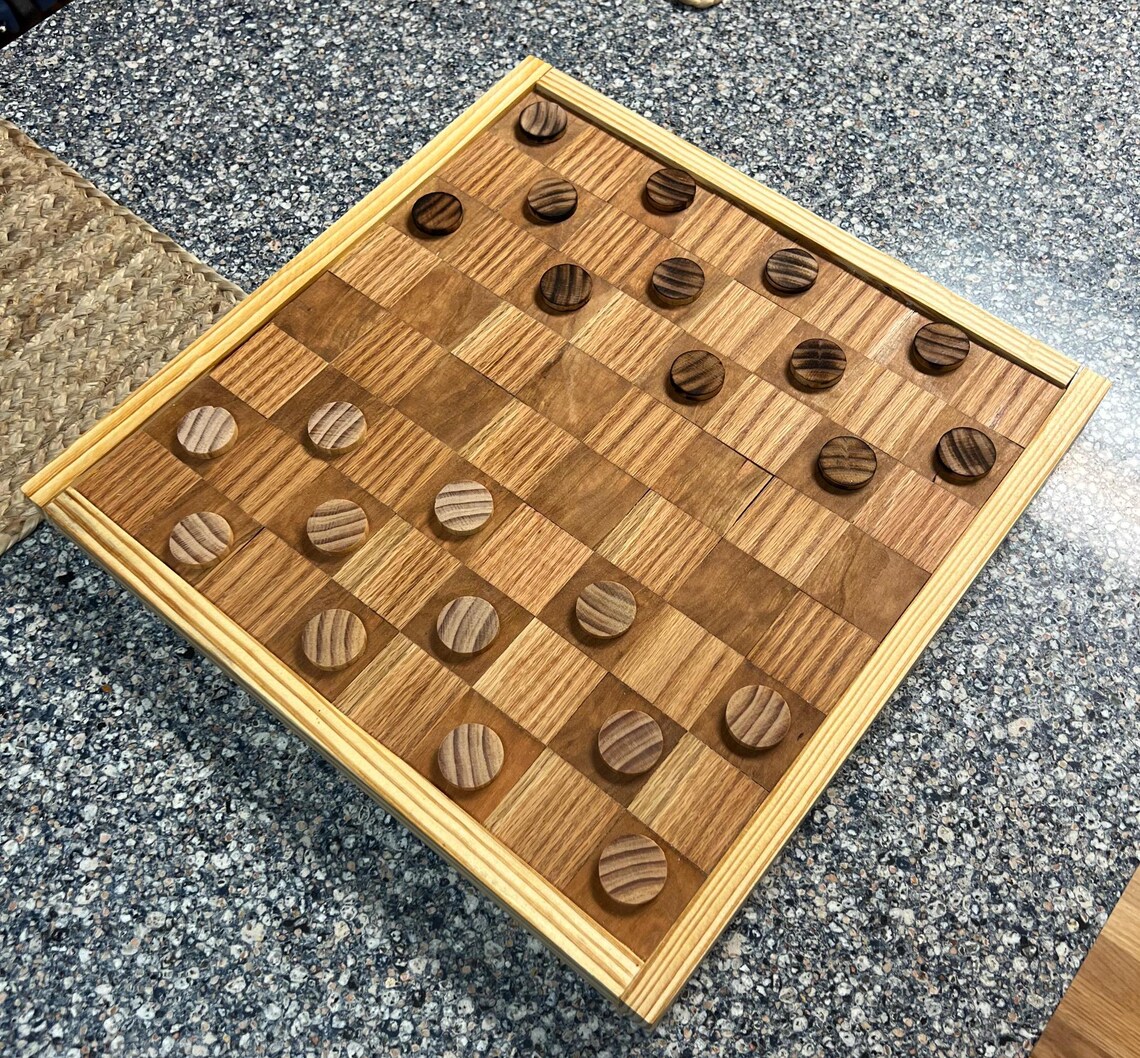 Wood Checkers Board - Etsy