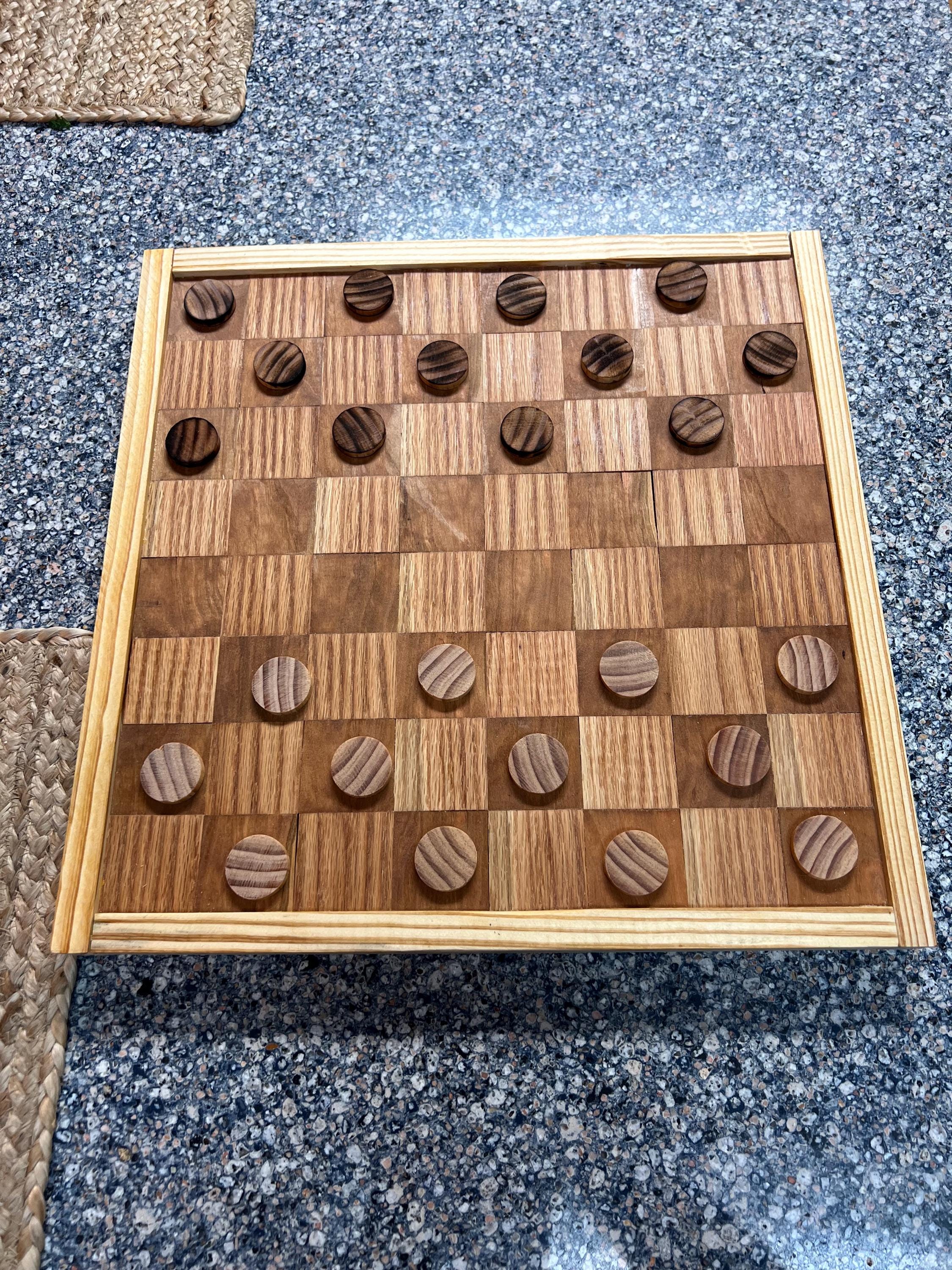Wood Checkers Board - Etsy