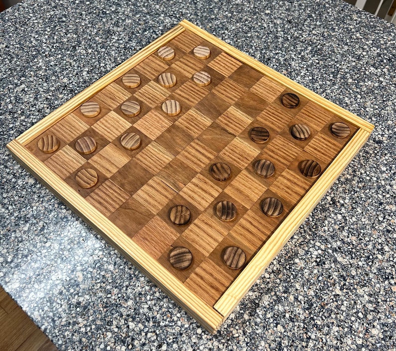Wood Checkers Board - Etsy