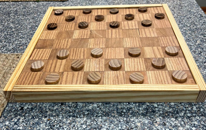 Wood Checkers Board - Etsy