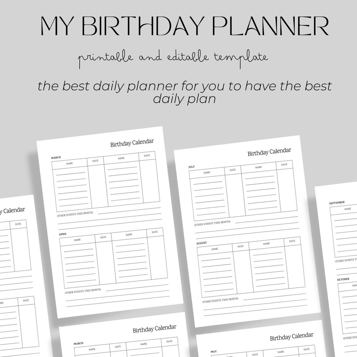 Customizable Birthday Planner: Instant Download, Printable Party ...