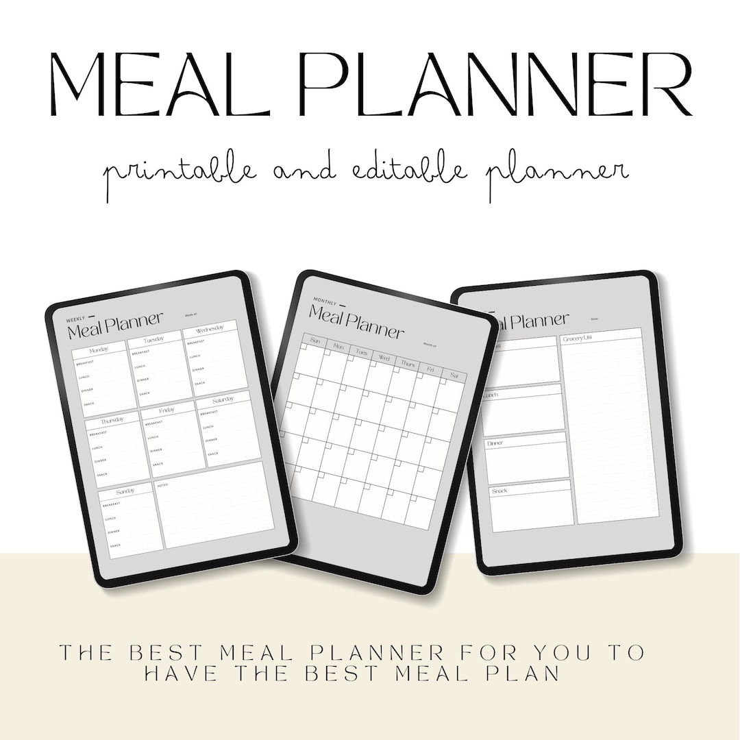Customizable Meal Planner: Instant Download, Printable Meal Organizer ...