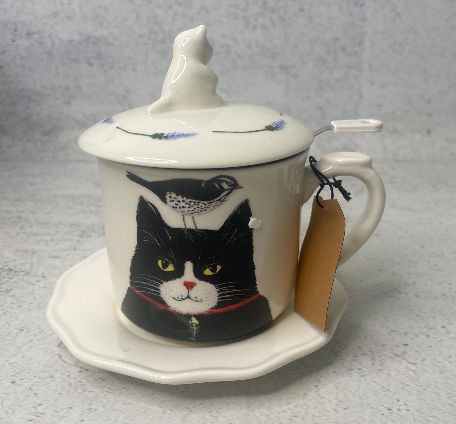 Ceramic Tea Infuser Mug With Lid and Strainer Mary Lake Thompson Black ...