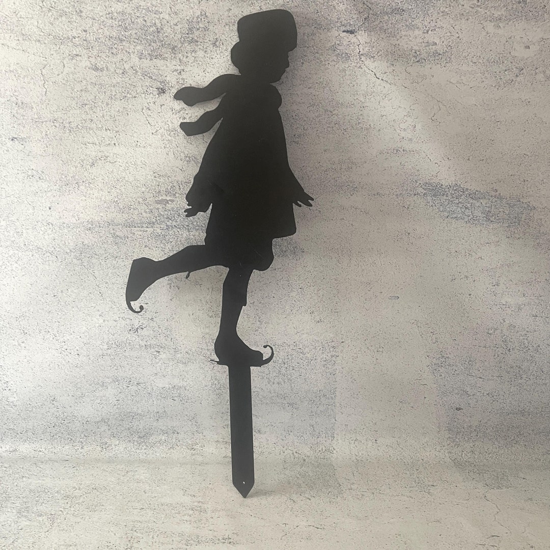 Metal Garden Stake Ice Skating Boy Outdoor Plasma Cut Steel Yard Lawn ...