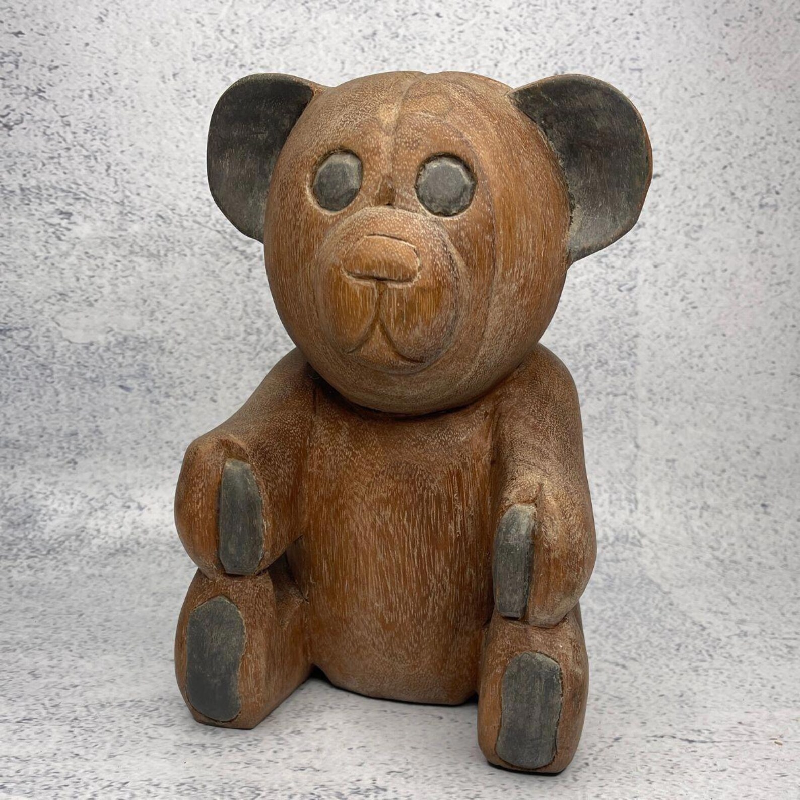 Handcrafted Solid Wood Teddy Bear Sculpture | Rustic Home Decor ...