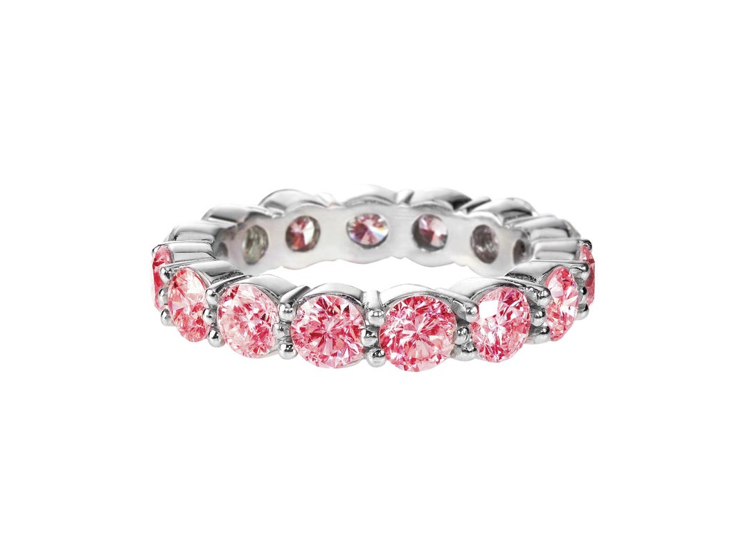 5 Carat Pink Diamond Eternity Ring VS-1 Fancy Vivid 18k White - Etsy