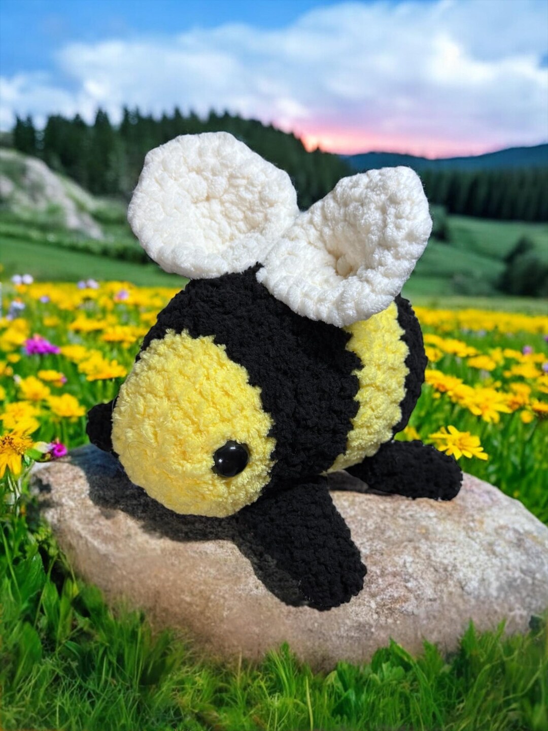 Large Fluffy Crochet Bee Plushie: Handmade Bee Stuffy - Etsy