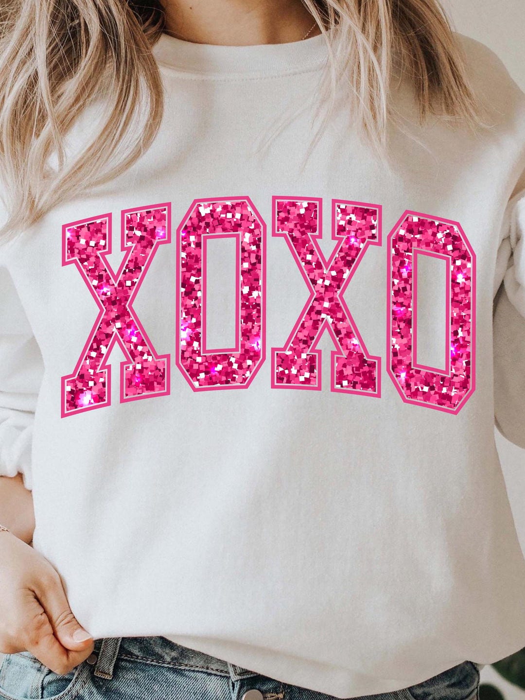 Xoxo PNG Glitter Pink Retro Valentine Sublimation Love Xoxo Kiss Me ...