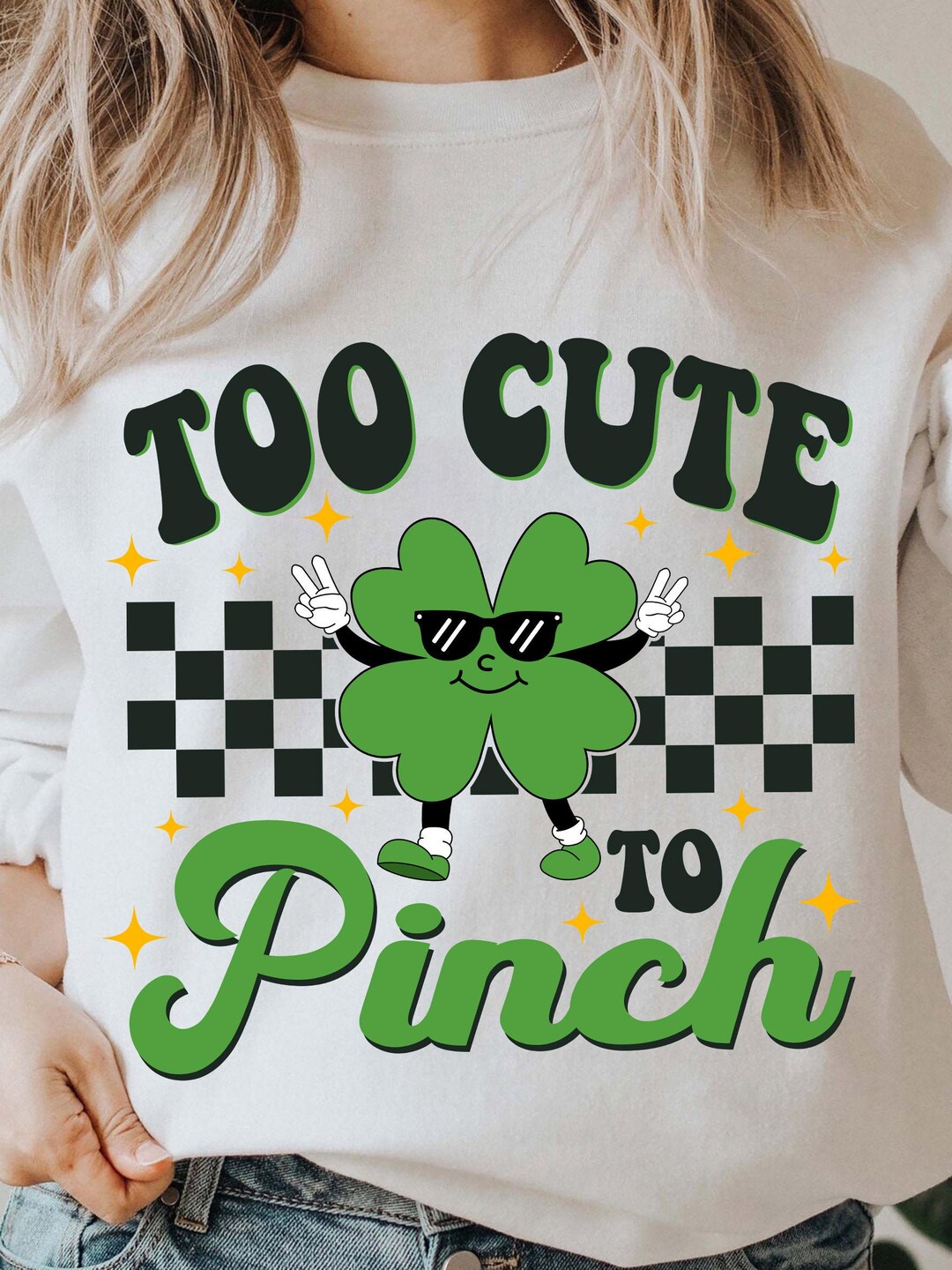 Too Cute to Pinch SVG PNG St. Patrick's Day Lucky Shamrock Retro ...