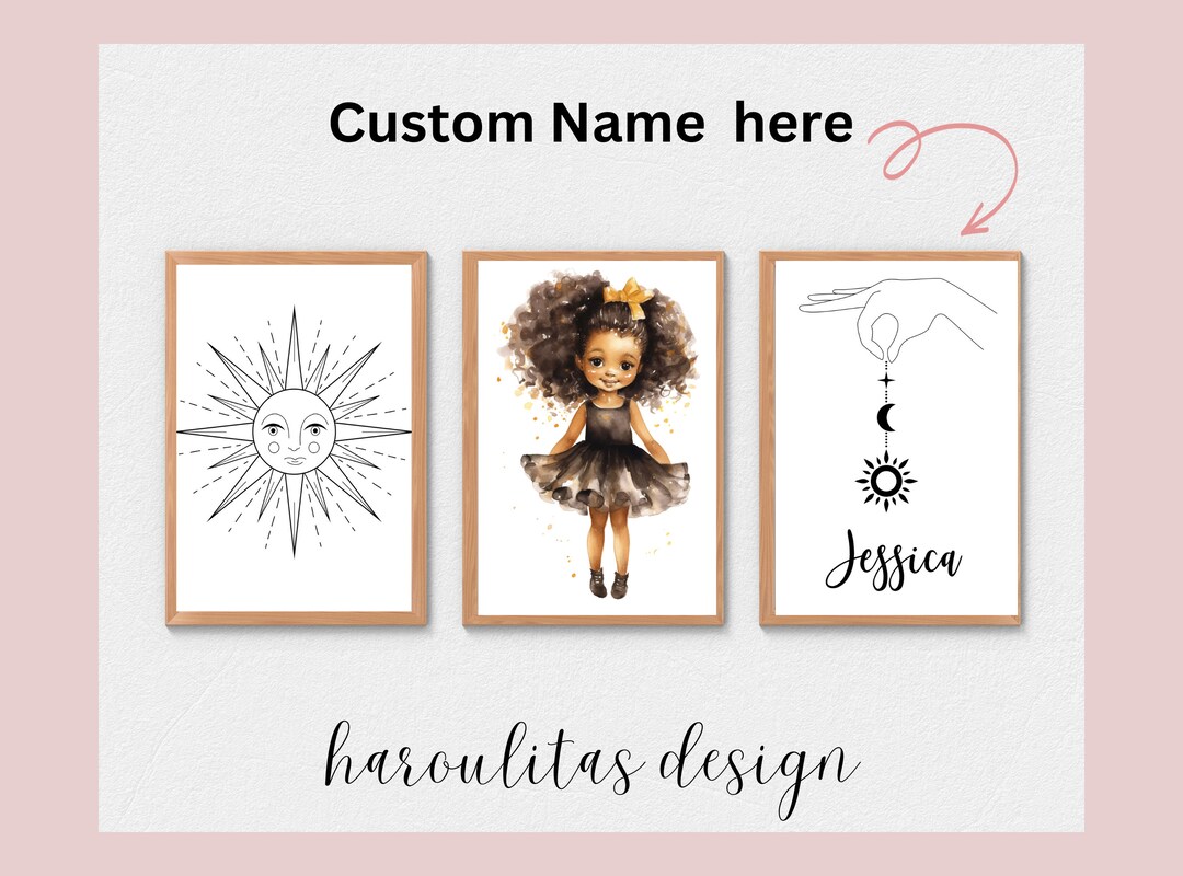 Personalized Afro Girl Wall Art Custom Name Black Girl - Etsy