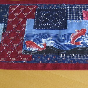 Sashiko TABLE RUNNER Boro Japanese Designed Mended Pieced Patchwork 22. ...