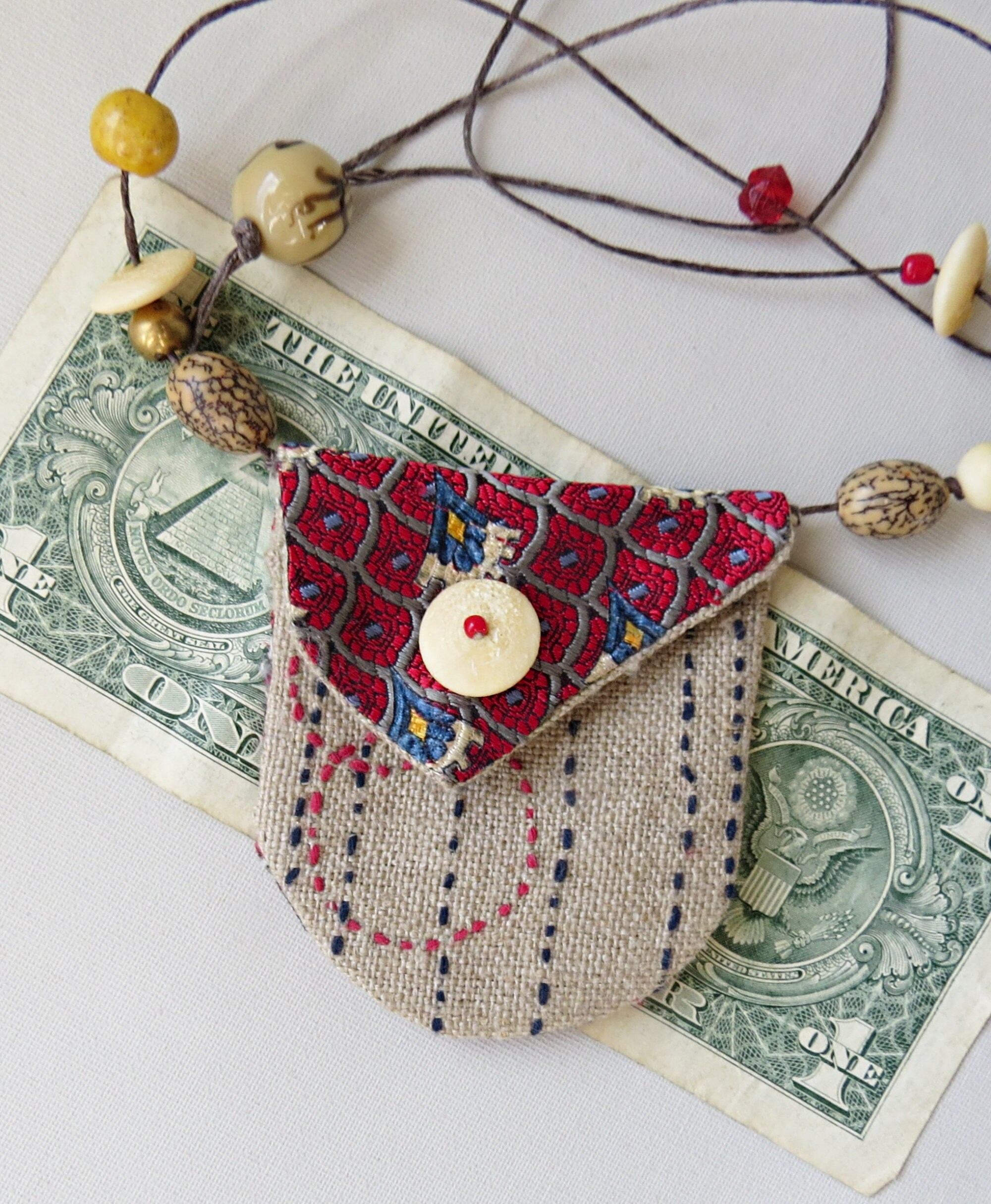 Small Artisanmade POSSIBLES Bag Talisman Pouch Using Silk, Linen, Bone ...