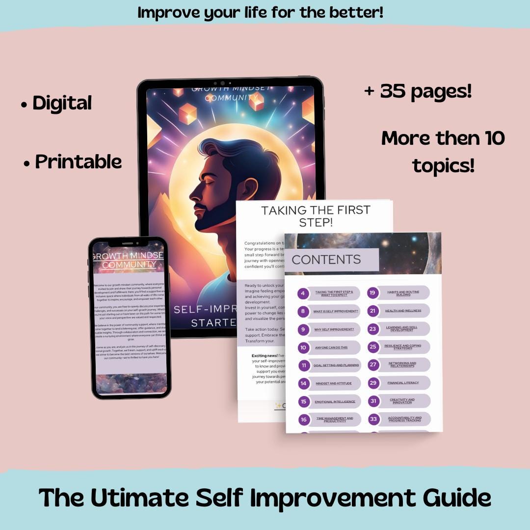Self-improvement Guide: Printable Tools for Goal Setting, Motivation ...