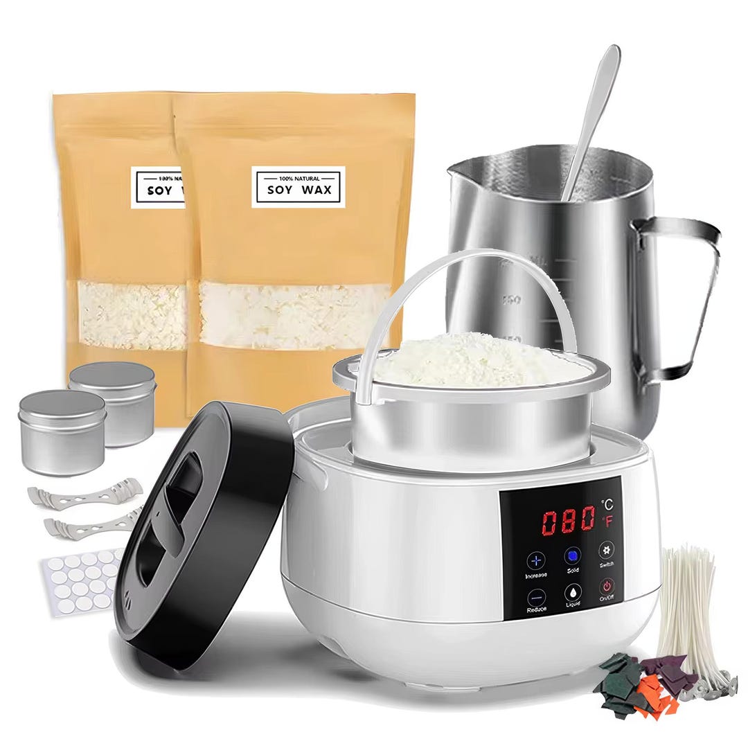 Complete DIY Candle Making Kit With 100% Soy Wax Electric Wax Melting ...