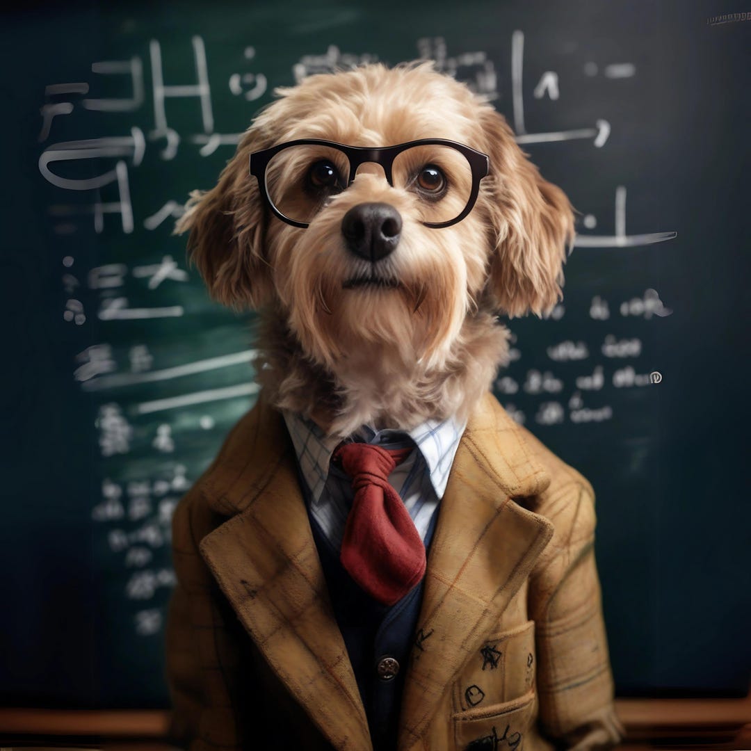 Professor Dog Portrait, Custom Pet Portrait From Photo, Funny Dog ...