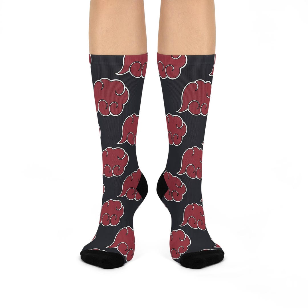 Crew Socks, Red Clouds Akatsuki Naruto Anime Japanese Cartoon Design ...