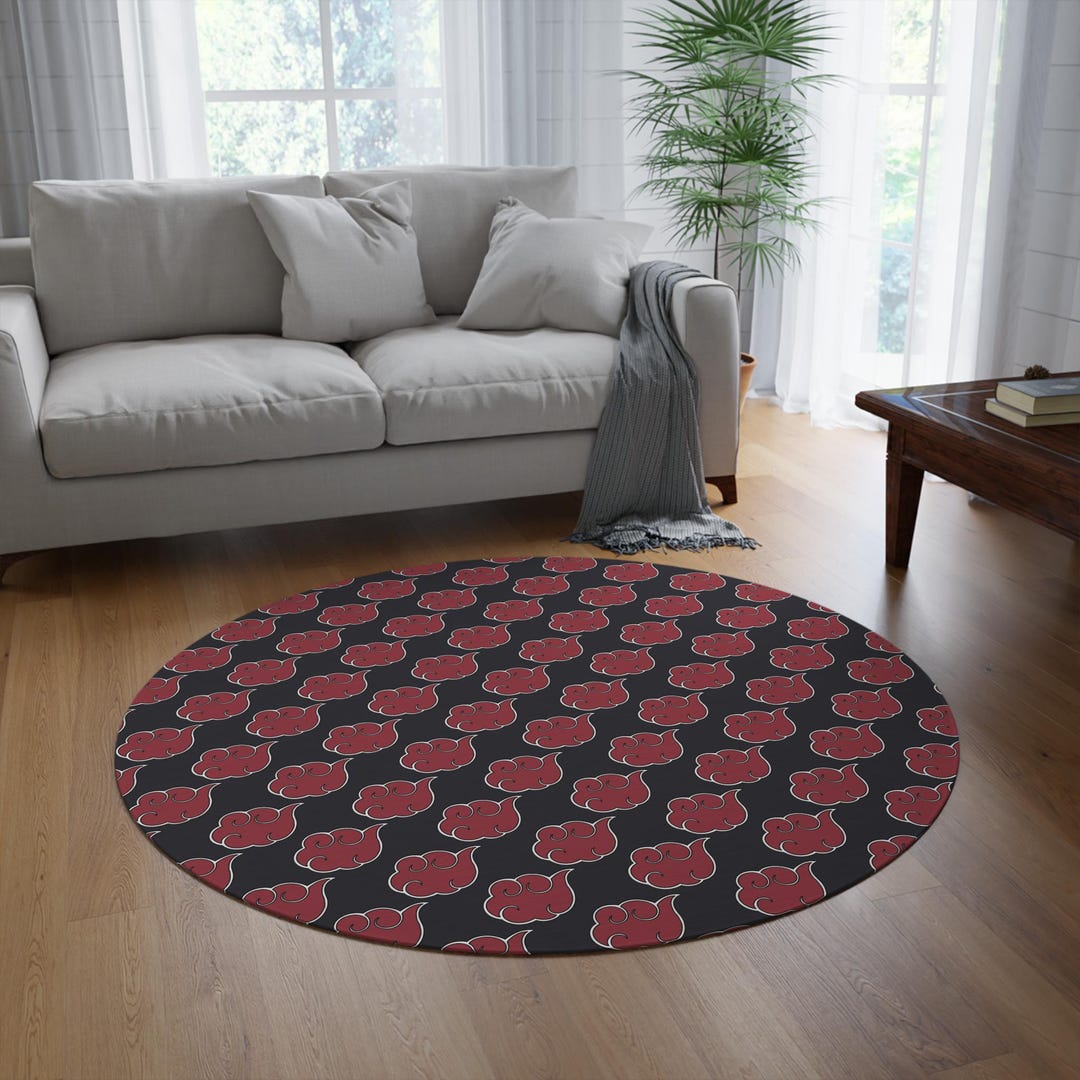 Red Cloud Anime Themed Akatsuki Round Rug - Etsy