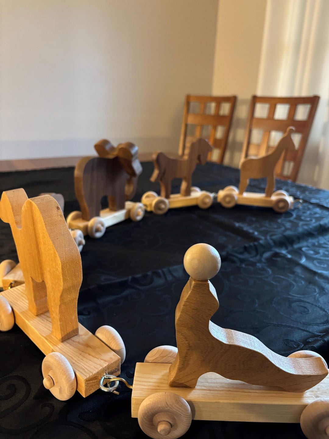 Wooden Animal Train Set - Etsy