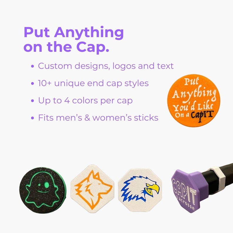 3D Printed Custom Lacrosse End Caps, Personalized Lacrosse Stick End ...