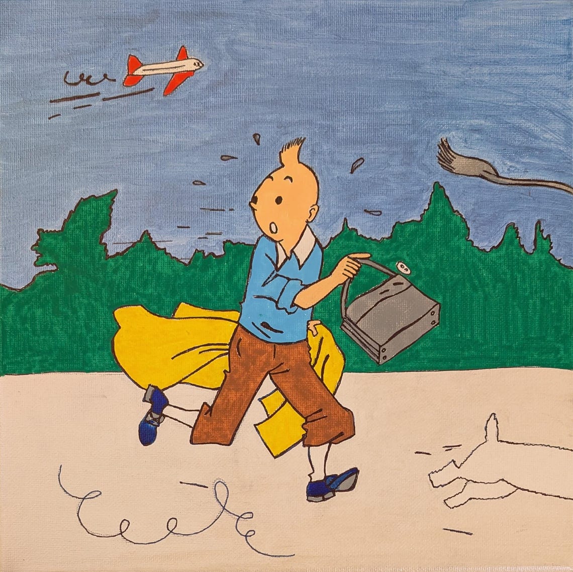 Tintin on the Run - Canvas Art - Etsy