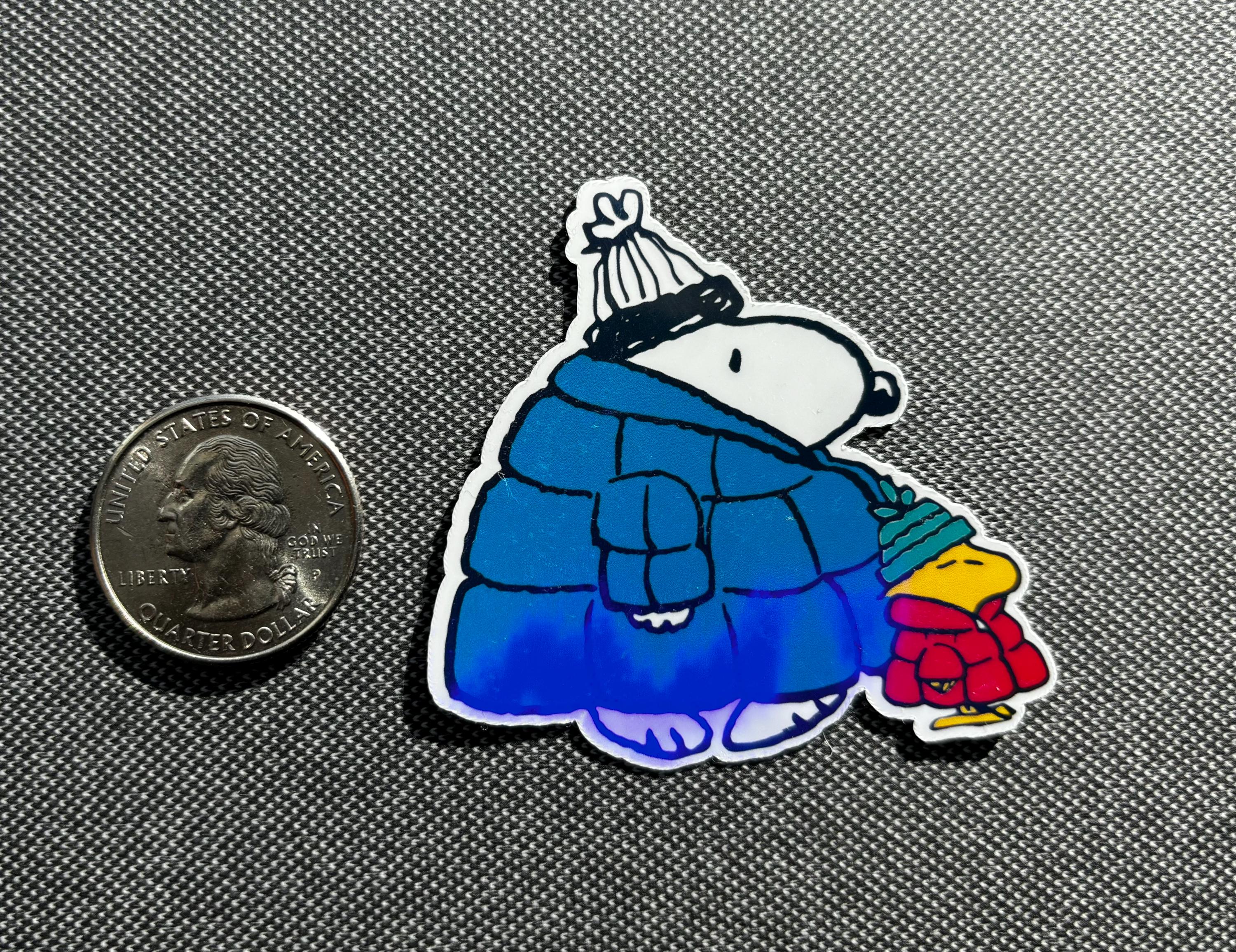 Snoopy/woodstock in Puffer Jacket Stickers - Etsy