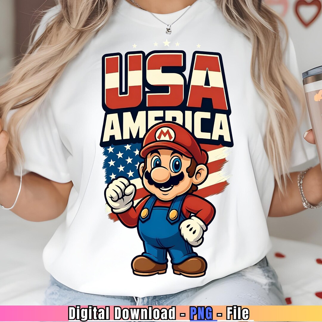USA America Mario Png, Patriotic Game Character Design, Usa Flag ...