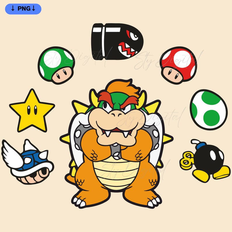 Bowser Png, Super Mario Png, Special Design for Bowser, Super Mario ...