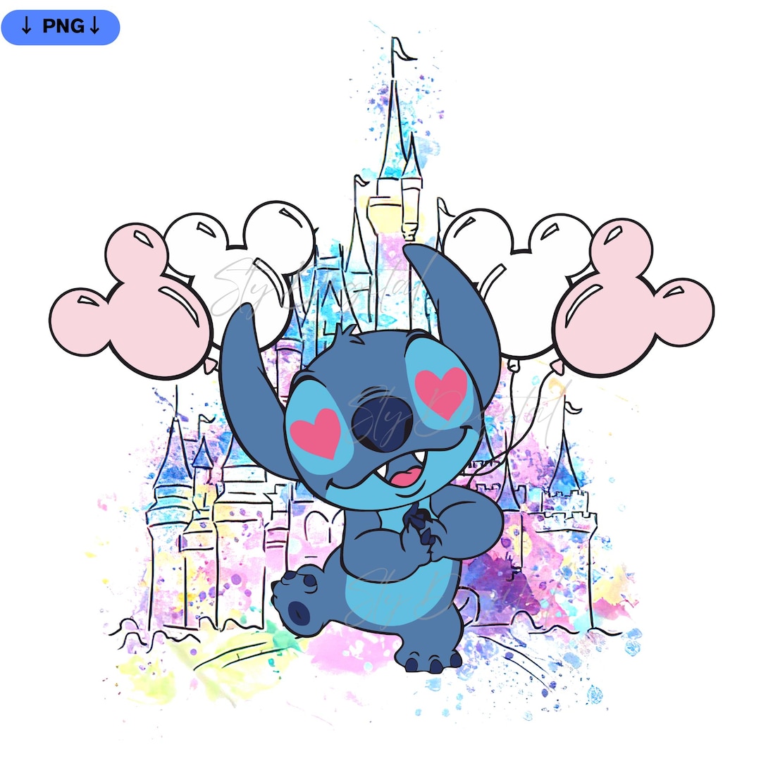 Stitch Png, Stitch Castle Png, Stitch Balloons Png, Stitch Heart Eyes ...