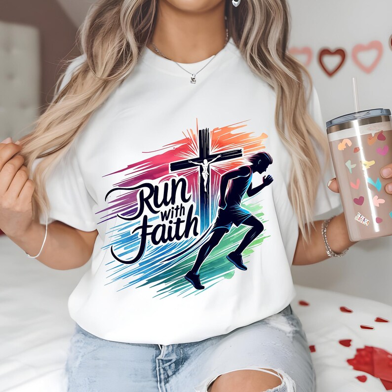 Christian Running Design PNG: Run With Faith Graphic (digital Download ...