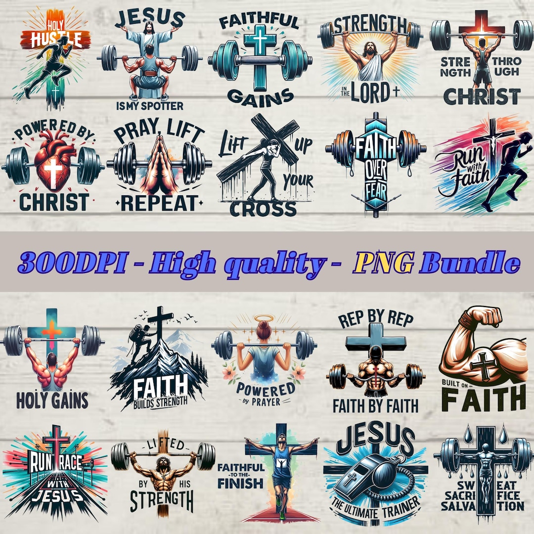 Christian Fitness PNG Bundle: Jesus, Gym Motivation (digital Download ...